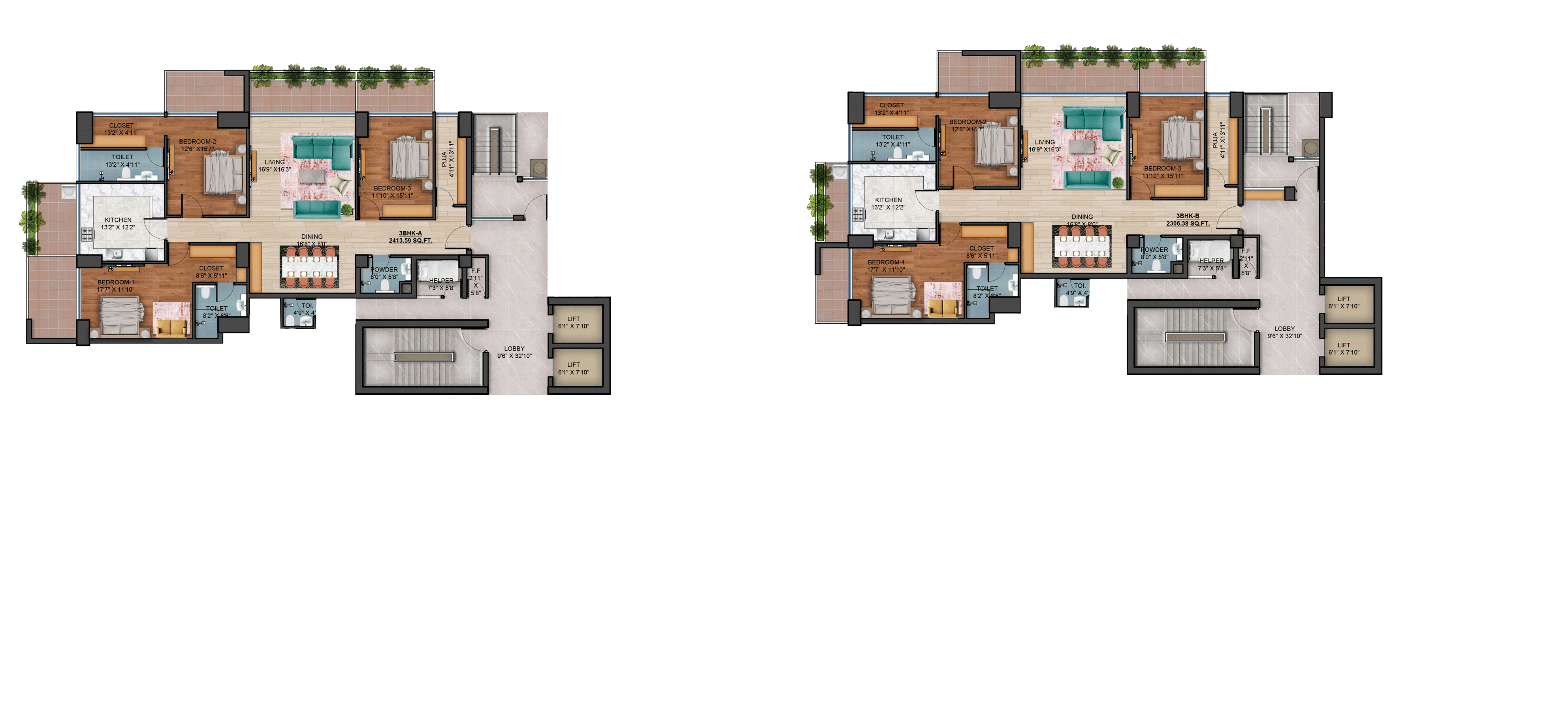 First to Sixth Floor Plan